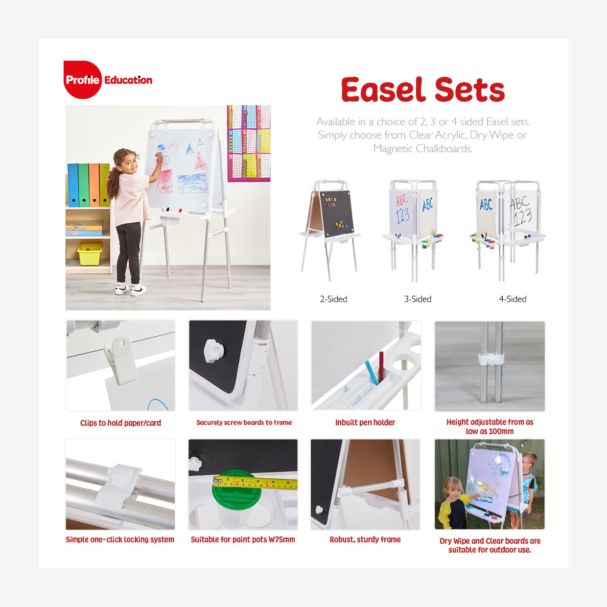 Dry Wipe Boards - 4 Sided Easel Sets
